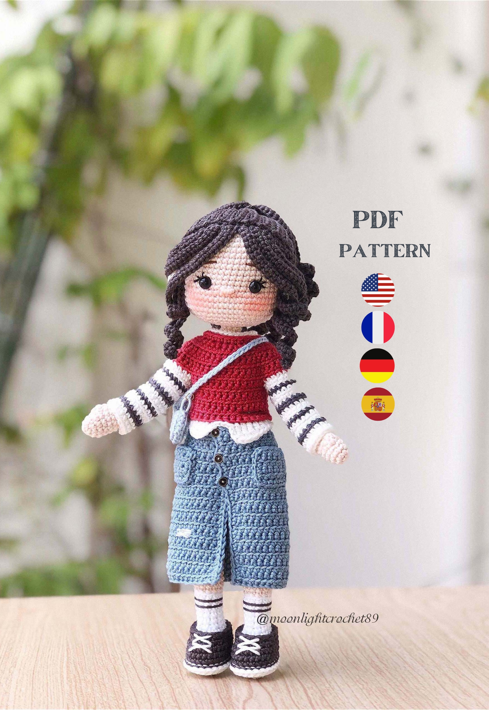 Crochet Doll Pattern, Ruby doll, Amigurumi Doll Pattern, PDF in English ...